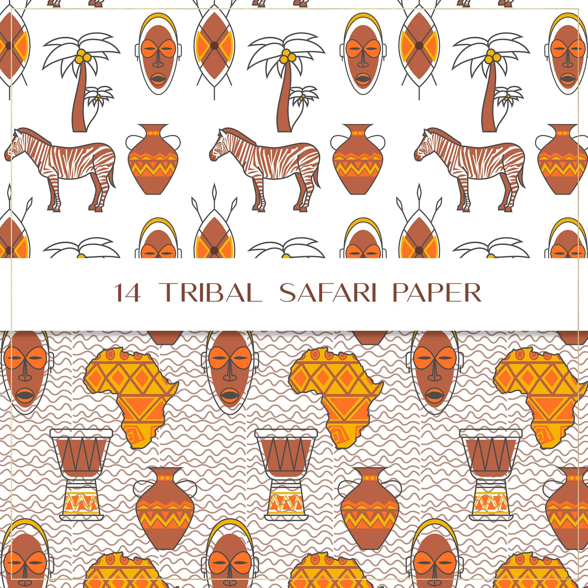 Tribal Safari Digital Paper Seamless Paper Jungle Animals | Etsy
