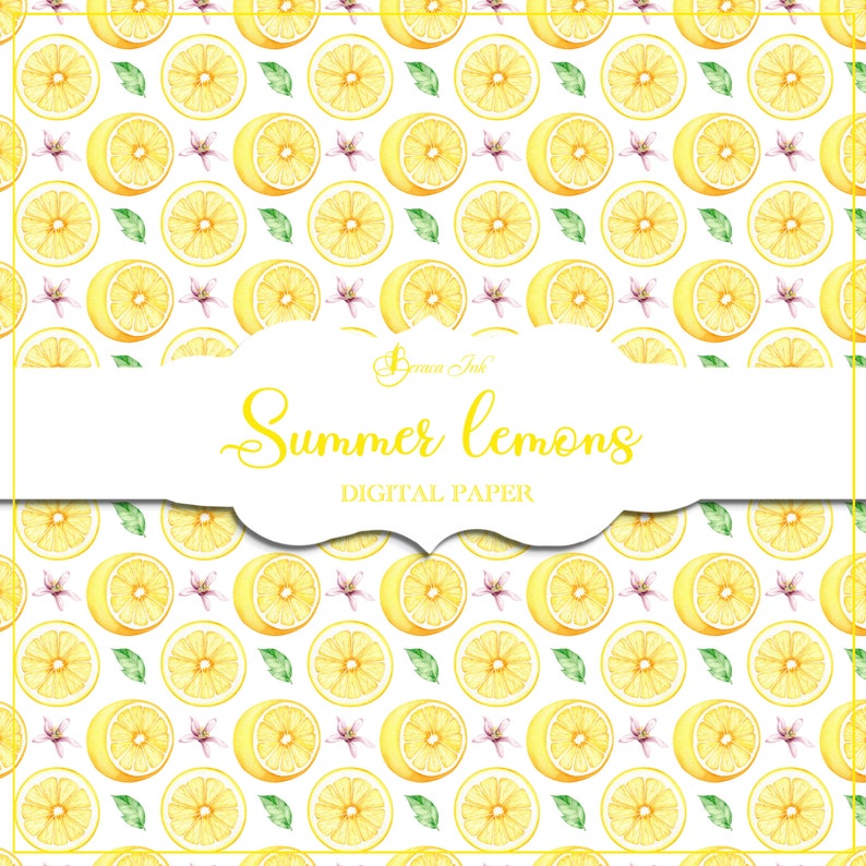 Summer Lemons Digital Paper, Seamless Pattern, Citrus Paper, Lemonade ...