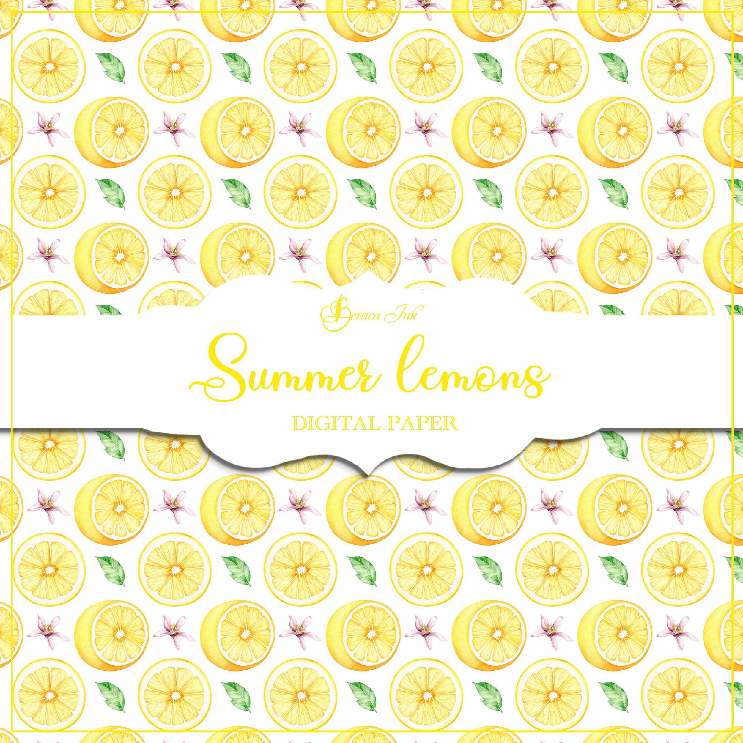 Summer Lemons Digital Paper, Seamless Pattern, Citrus Paper, Lemonade ...