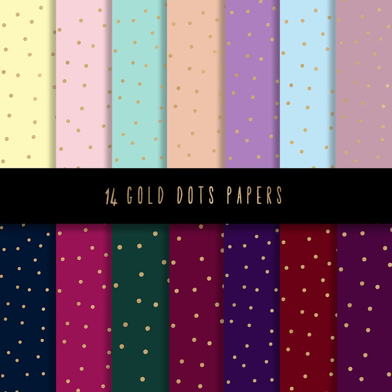 Gold Dots Digital Paper, Gold Dots Paper, Gold Pastel Paper, Gold ...