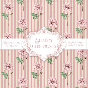 Shabby Chic Roses Digital Paper, Seamless Pattern, Vintage Wallpaper ...