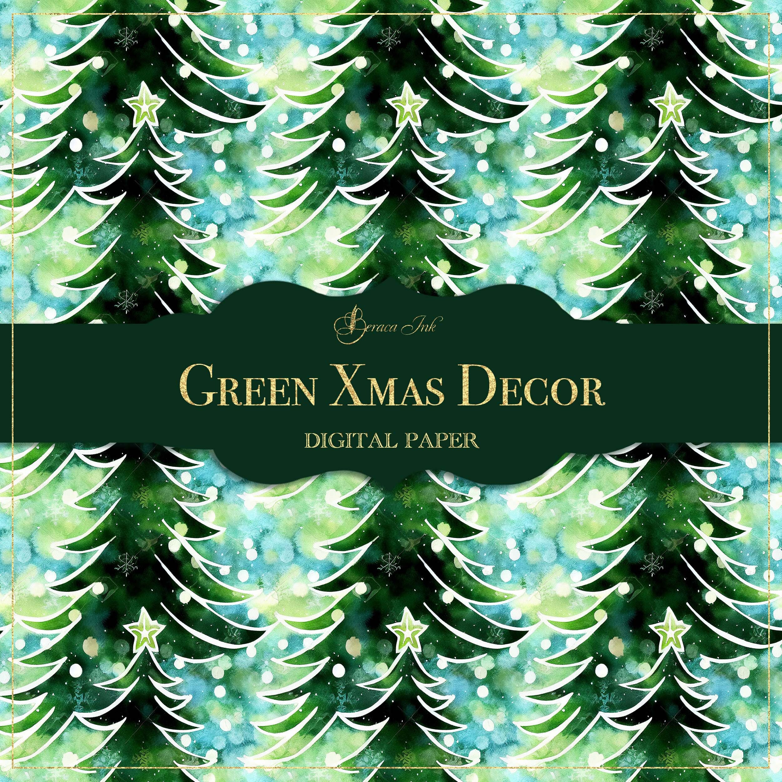 Green Xmas Decor Digital Paper Seamless Pattern Christmas - Etsy