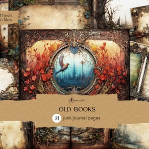 Old Books Junk Journal, Printable Steampunk Digital Journal, Library ...