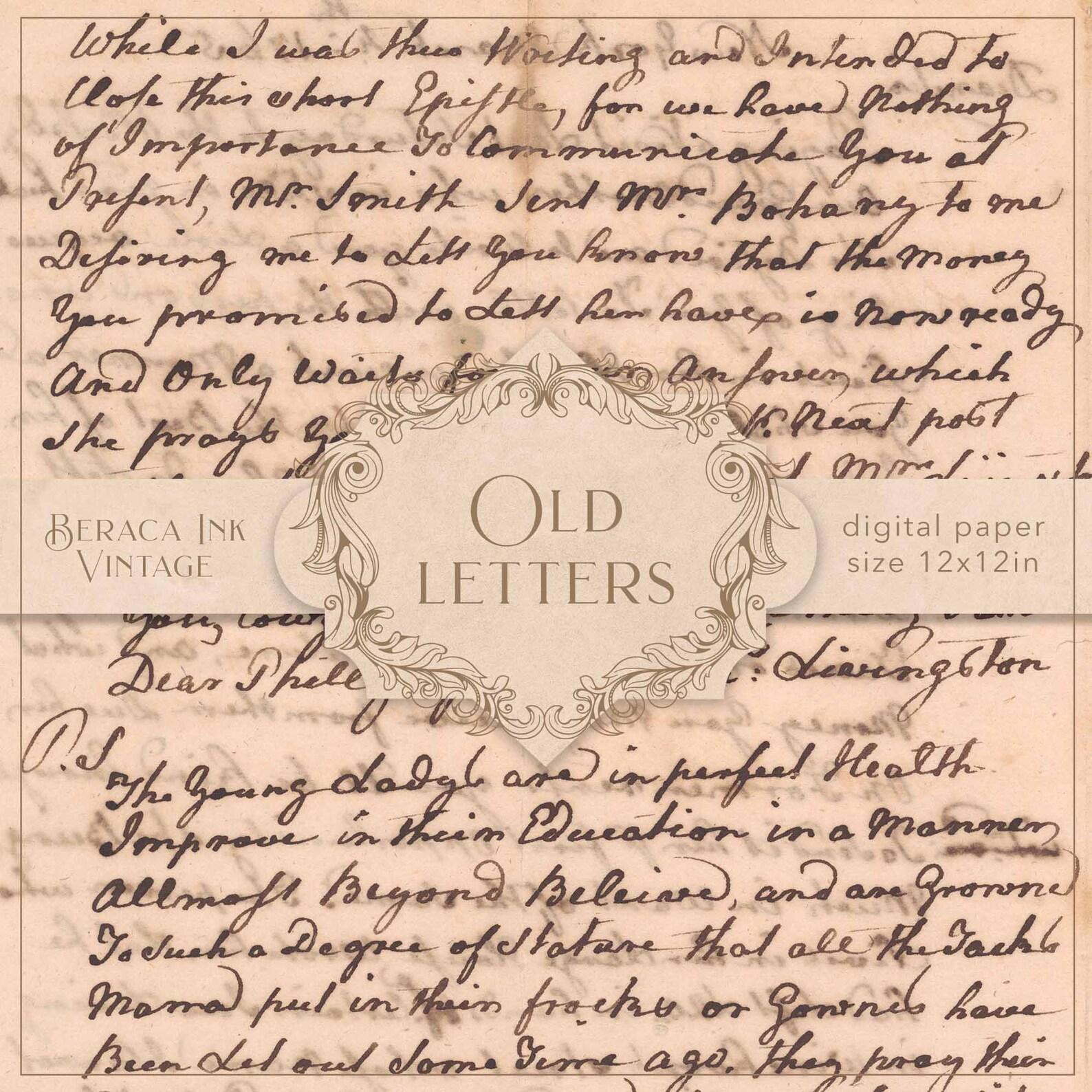 Old Letters Digital Paper, Antique Documents, Ephemera Paper, Vintage ...