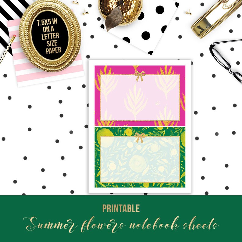 Printable Summer Flowers Notebook, Flower Notes, Floral Stationery ...