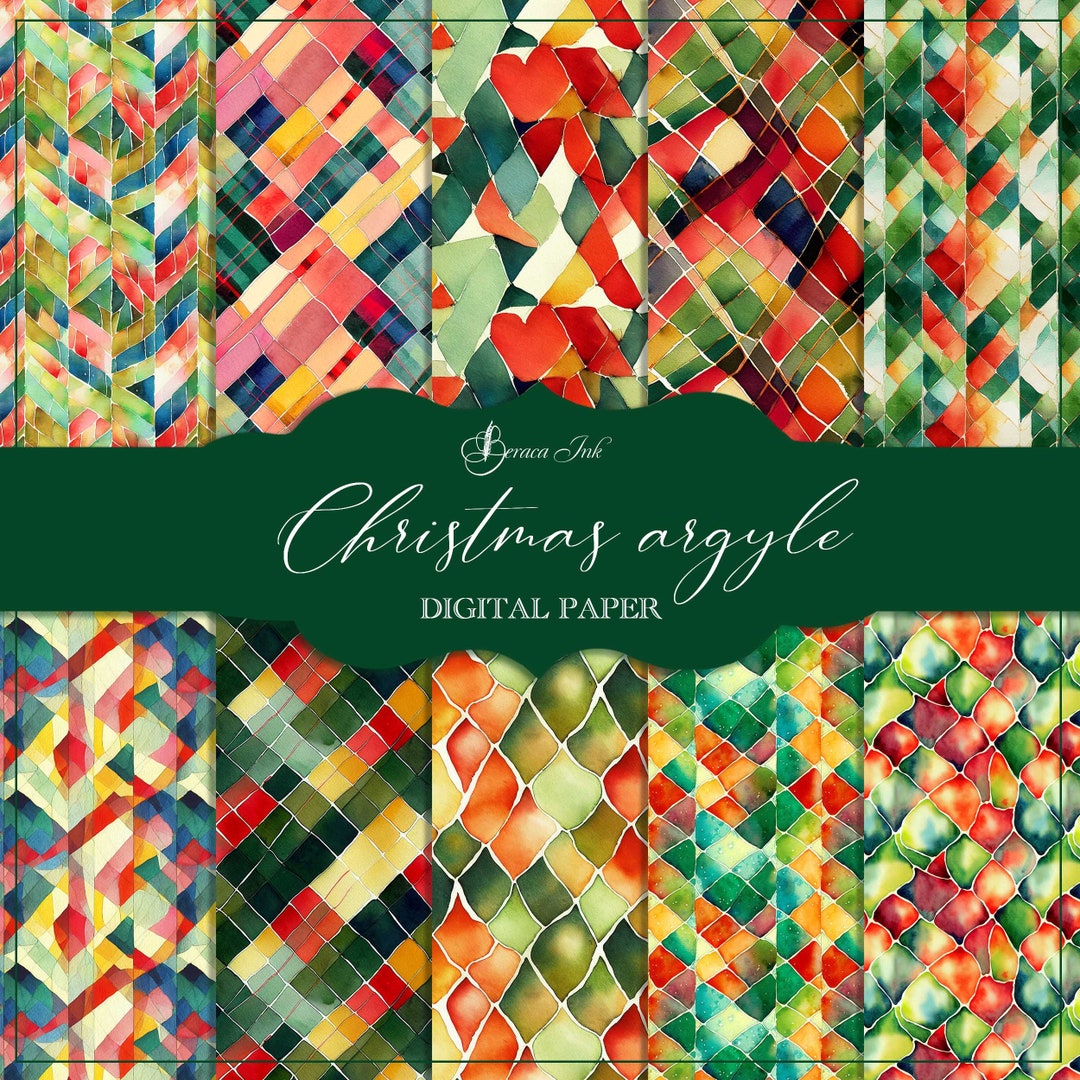Christmas Argyle Digital Paper, Seamless Pattern, Christmas Tartan ...