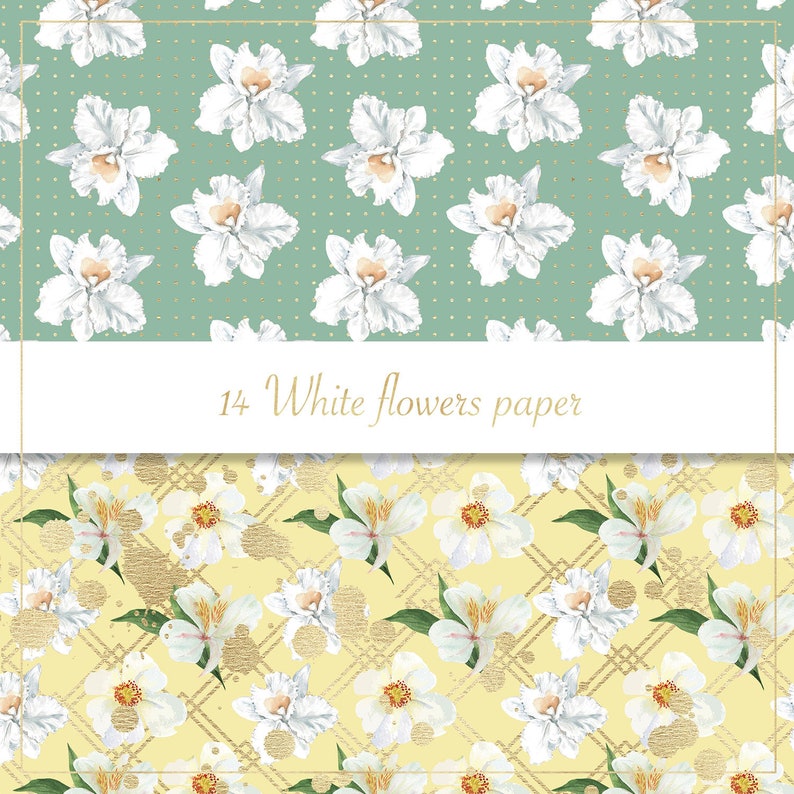 White Flowers Digital Paper Pastel Paper White Florals | Etsy