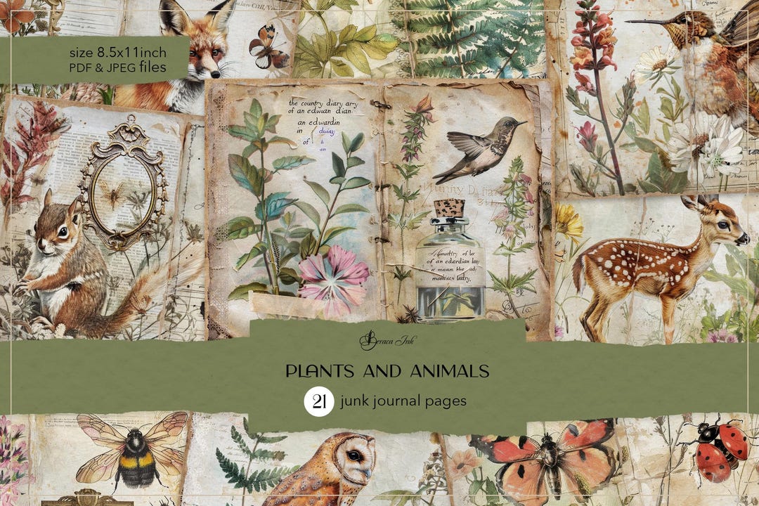 Plants and Animals Journal Pages, Naturalist Junk Journal, Woodland ...