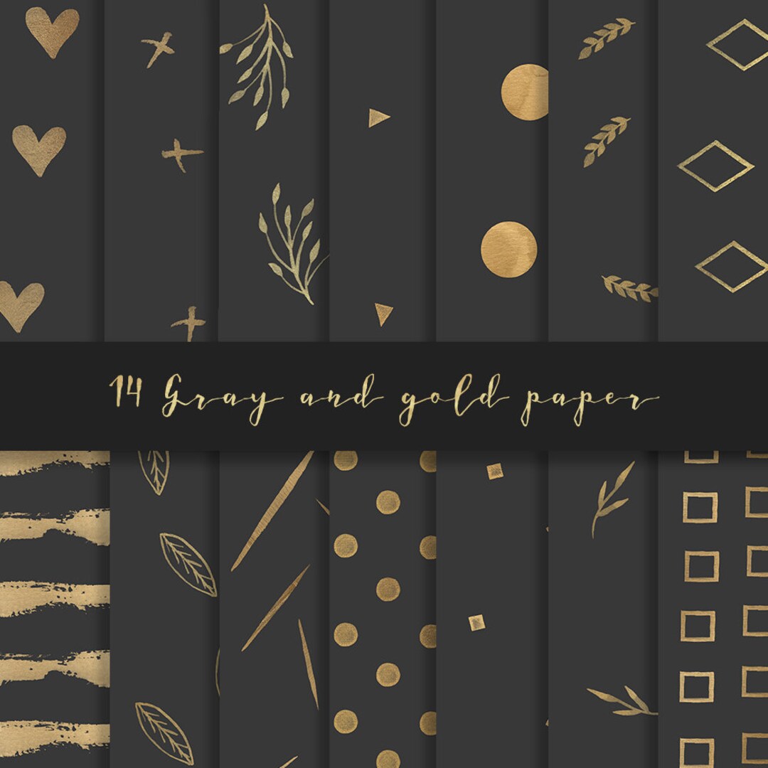Gray and Gold Digital Paper, Gold Paper, Grey Digital Paper, Art Deco ...