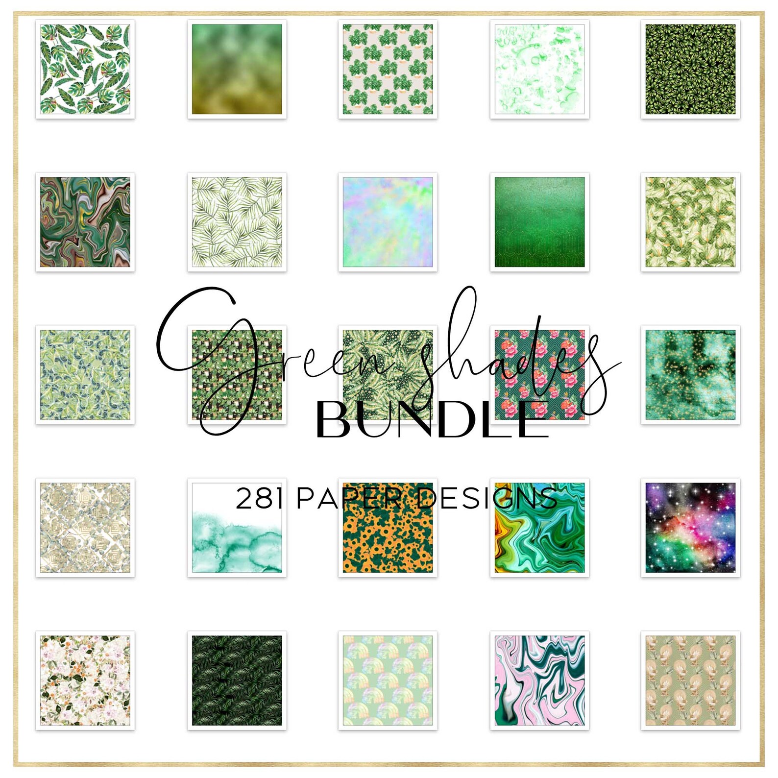 Green Shades BUNDLE Digital Paper, Green Wallpaper, Green Galaxy Paper ...