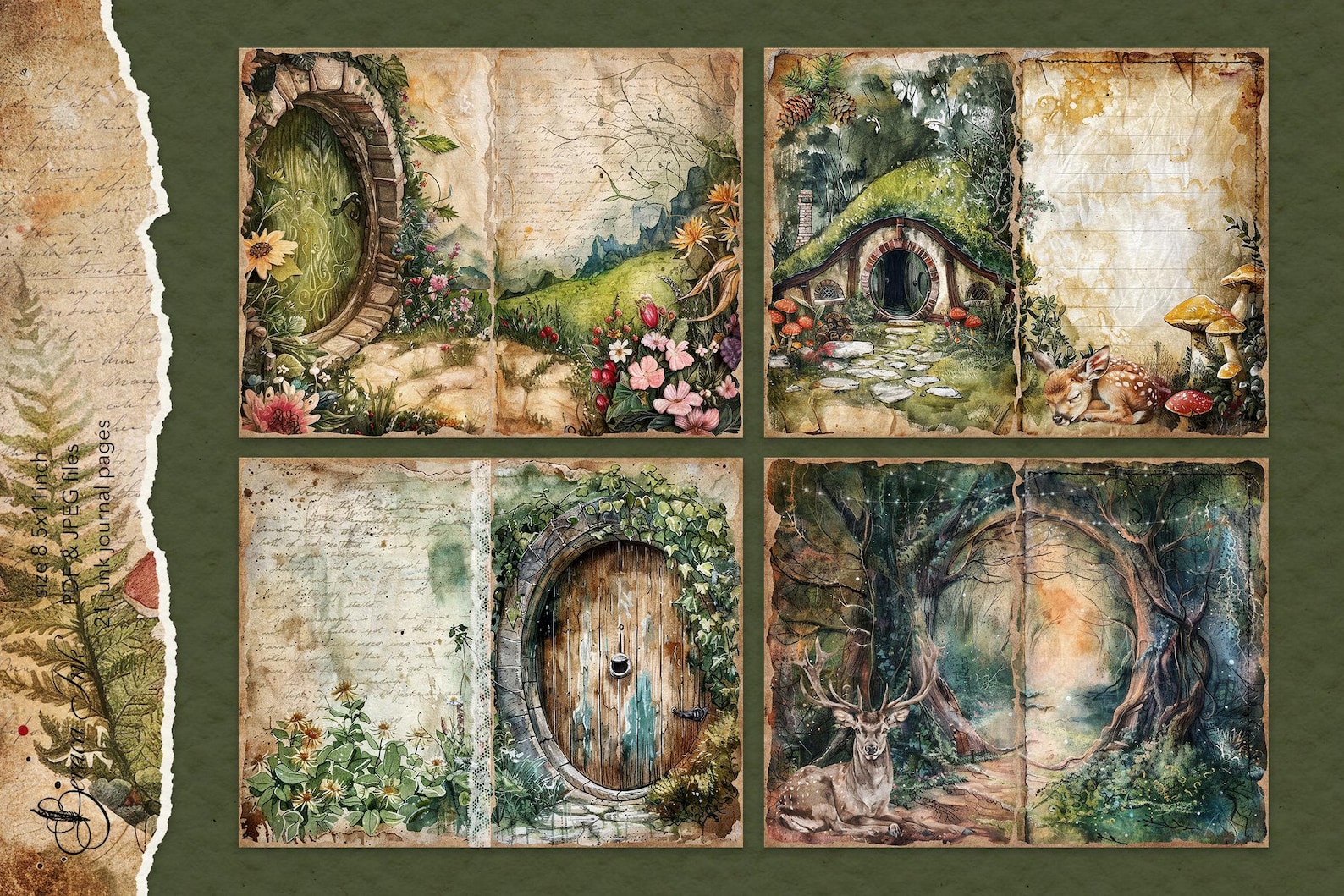 Hobbit House Garden Journal Pages, Hobbit Junk Journal, Forest Digital ...