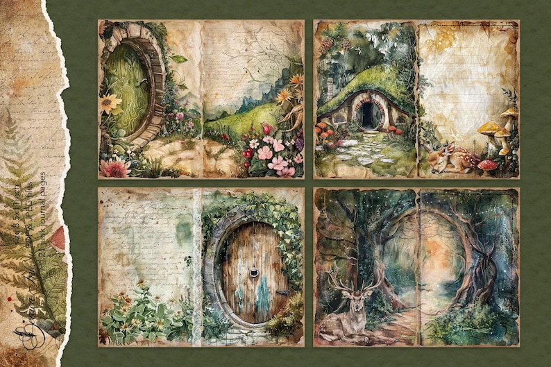 Hobbit House Garden Journal Pages, Hobbit Junk Journal, Forest Digital ...