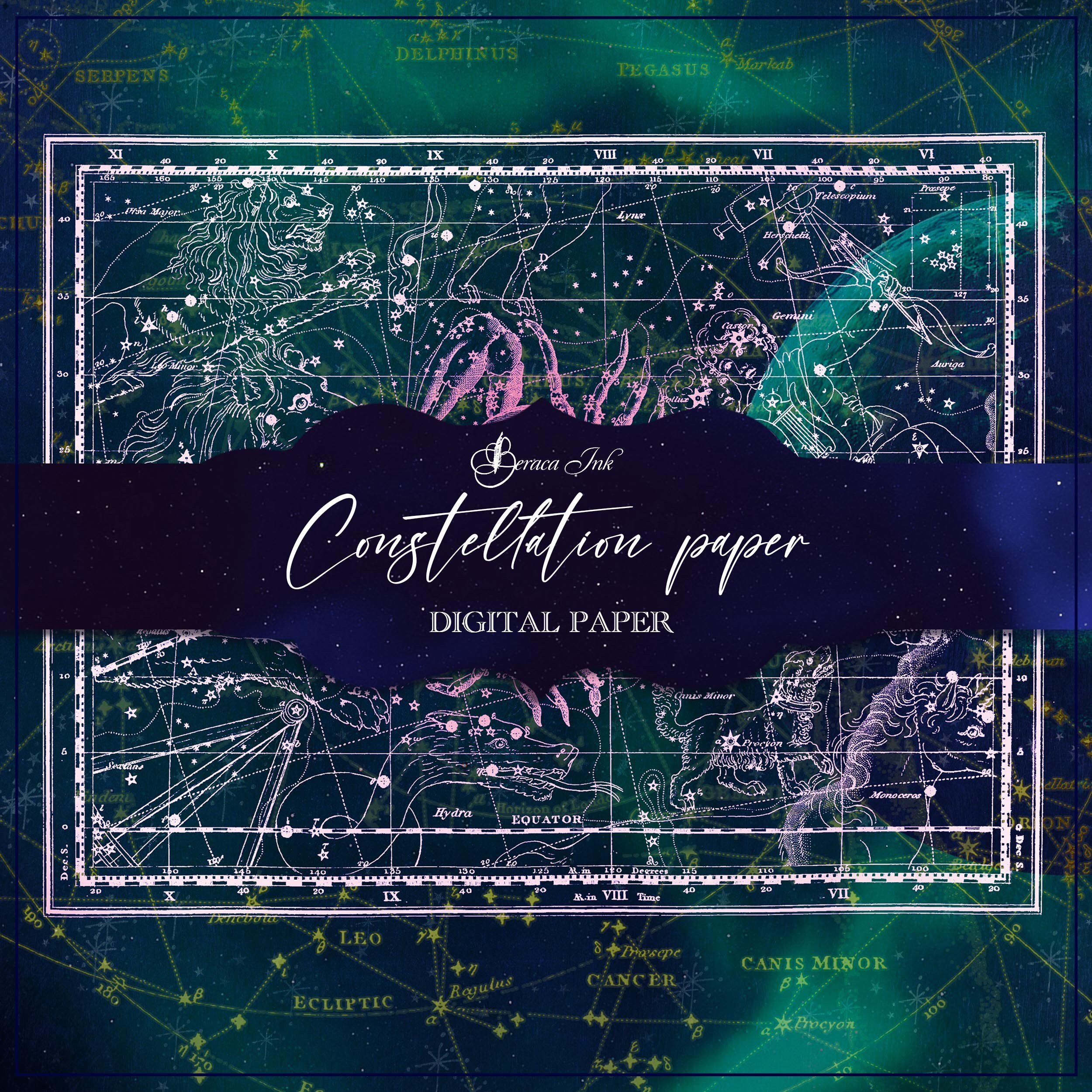 Constellation Digital Paper Galaxy Backdrop Star Map Paper - Etsy