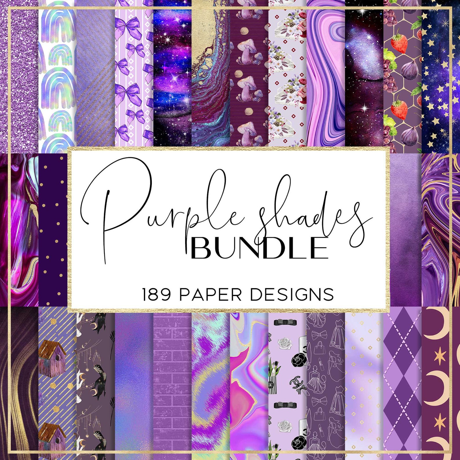 Purple Shades BUNDLE Digital Paper Purple Wallpaper Galaxy - Etsy