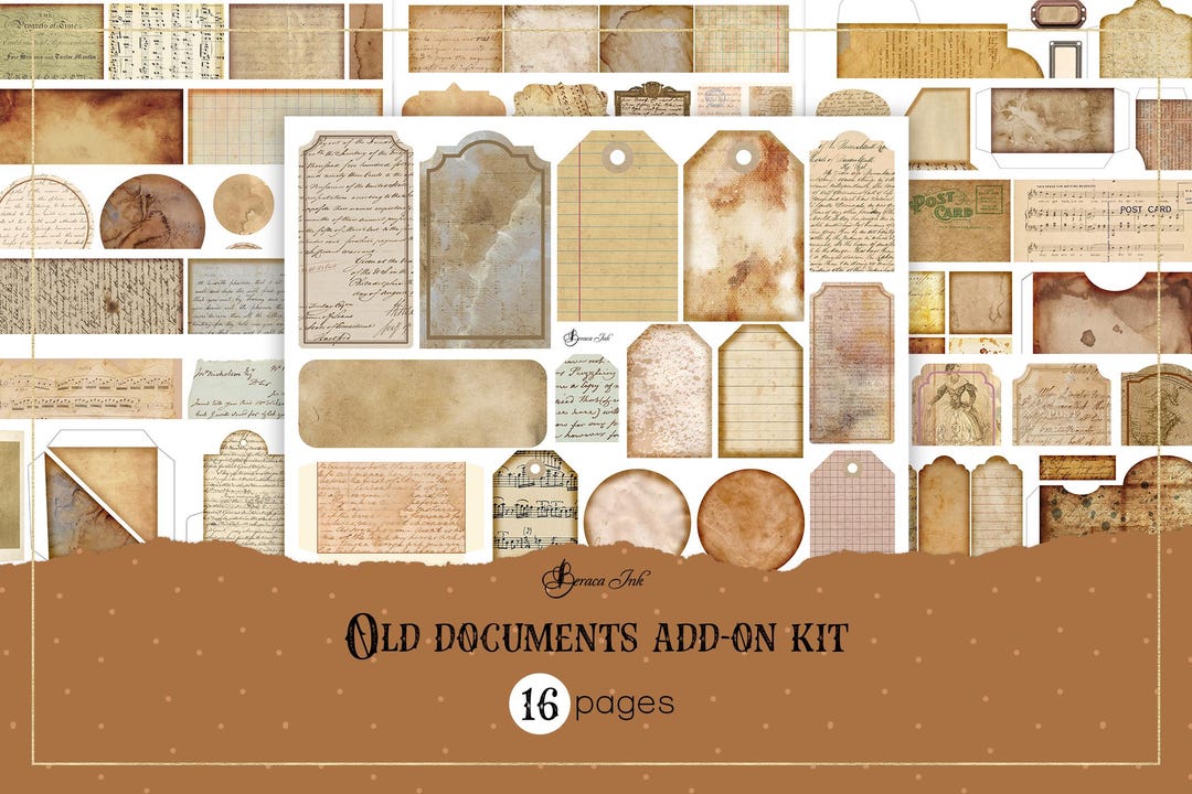 Old Documents Add-on Kit, Vintage Letters Junk Journal, Ephemera ...