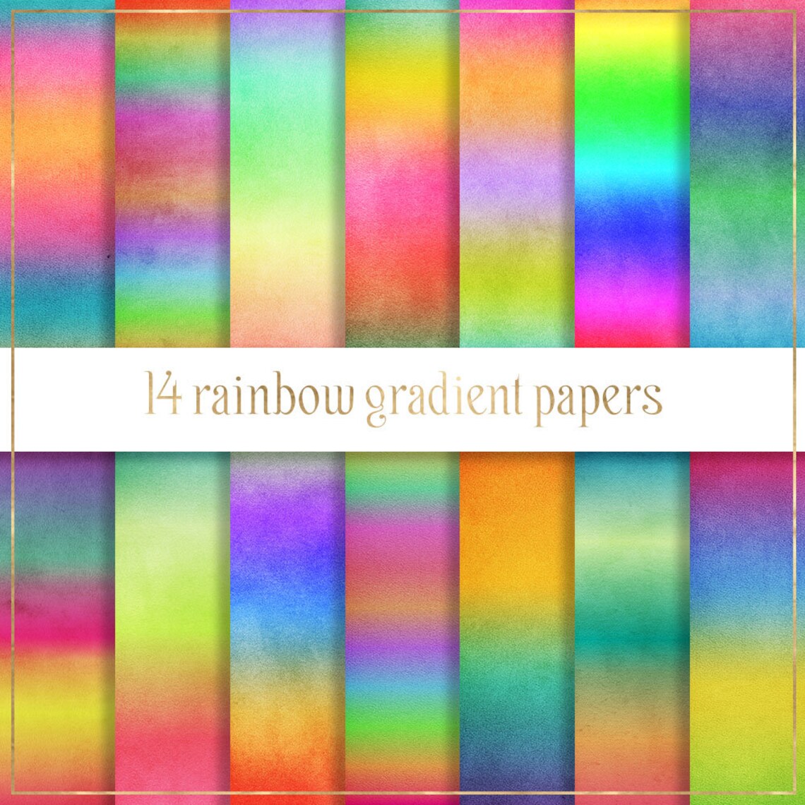 Rainbow Gradient Digital Paper, Rainbow Ombre Digital Paper, Gradient ...