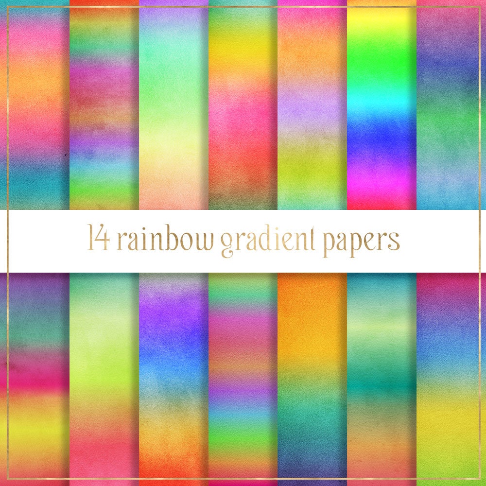 Rainbow Gradient Digital Paper Rainbow Ombre Digital Paper - Etsy