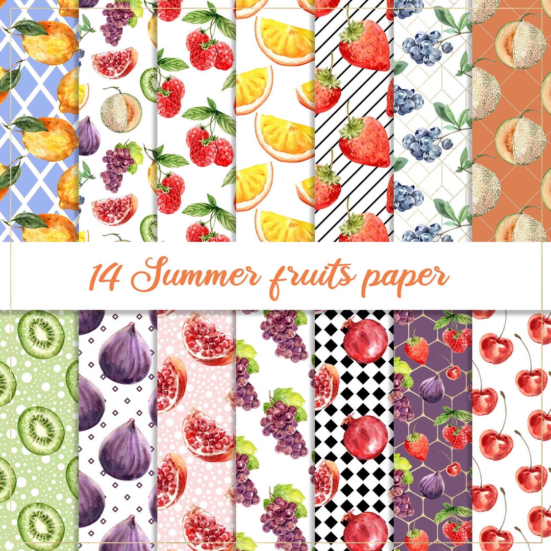 Summer Fruits Digital Paper, Seamless Pattern, Lemon Background ...