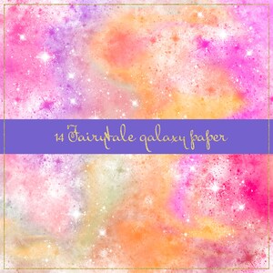 Fairytale Galaxy Digital Paper, Pink Galaxy, Cosmic Backdrop, Clouds ...