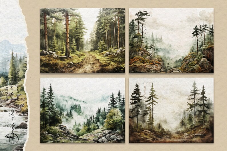 Summer Forest Journal Pages, Printable Nature Journal, Trees Collage ...