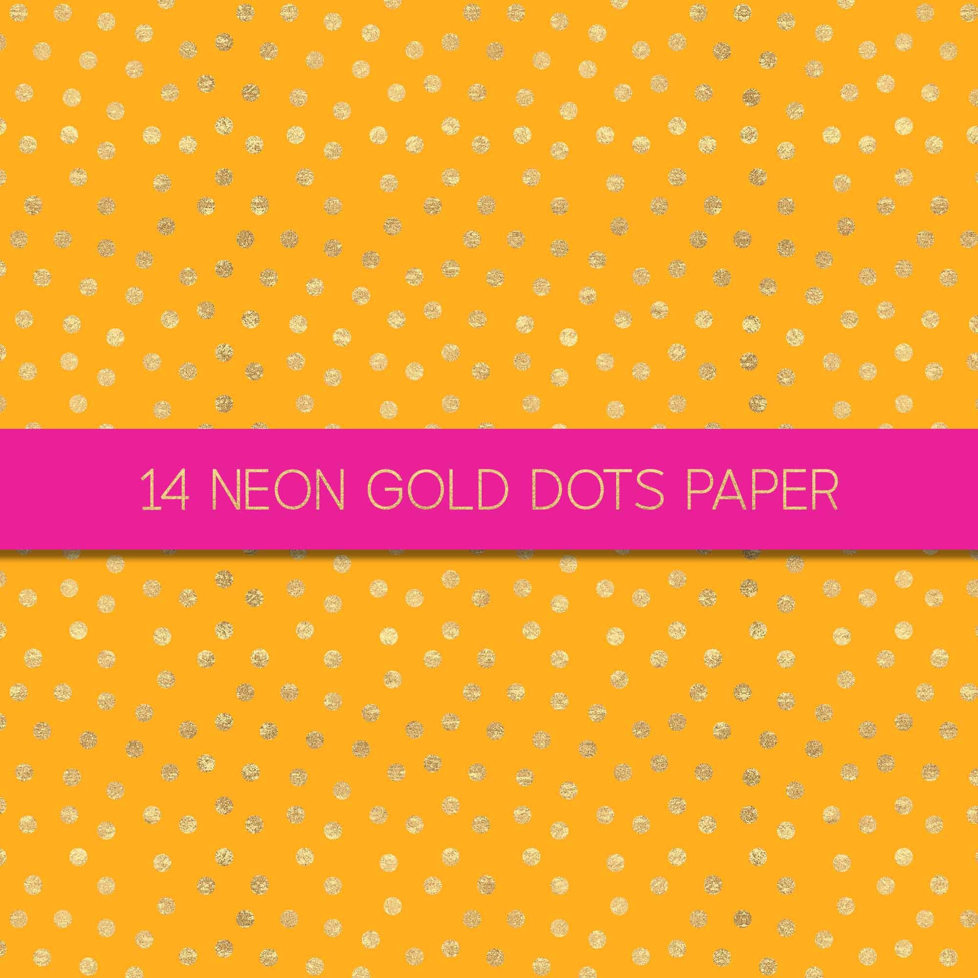 Neon Gold Dots Digital Paper Seamless Paper Gold Polka Dots - Etsy
