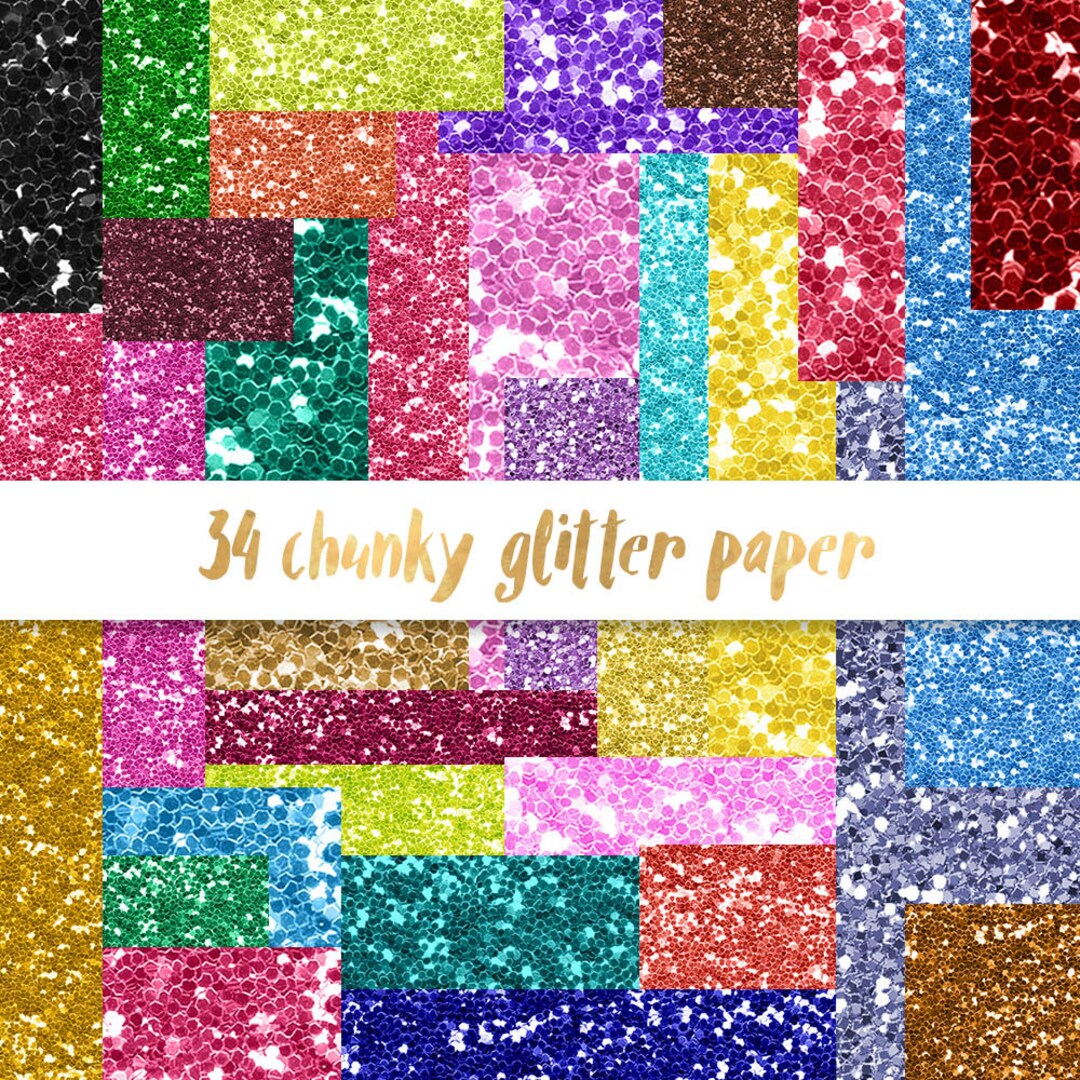 Chunky Glitter Digital Paper, Chunky Glitter Paper, Pastel Glitter ...
