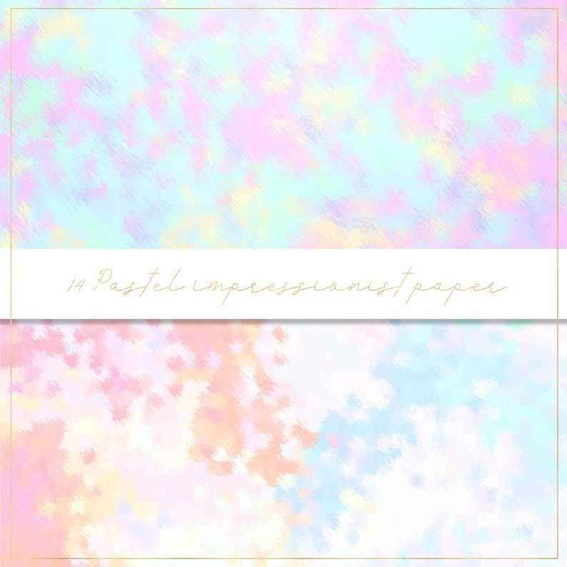 Pastel Impressionist Digital Paper Ombre Textures Pastel | Etsy