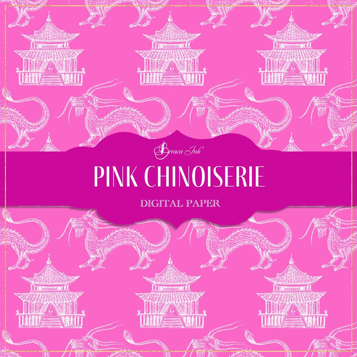 Pink Chinoiserie Digital Paper Seamless Pattern Asian | Etsy