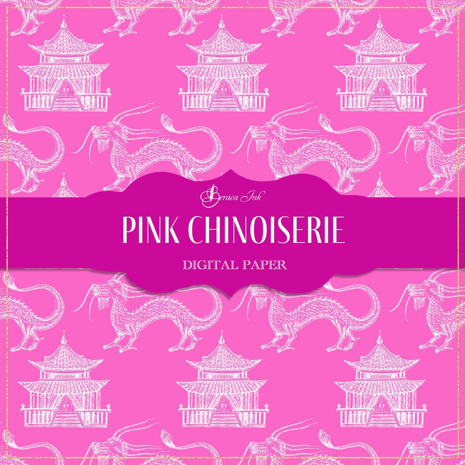 Pink Chinoiserie Digital Paper, Seamless Pattern, Asian Wallpaper ...