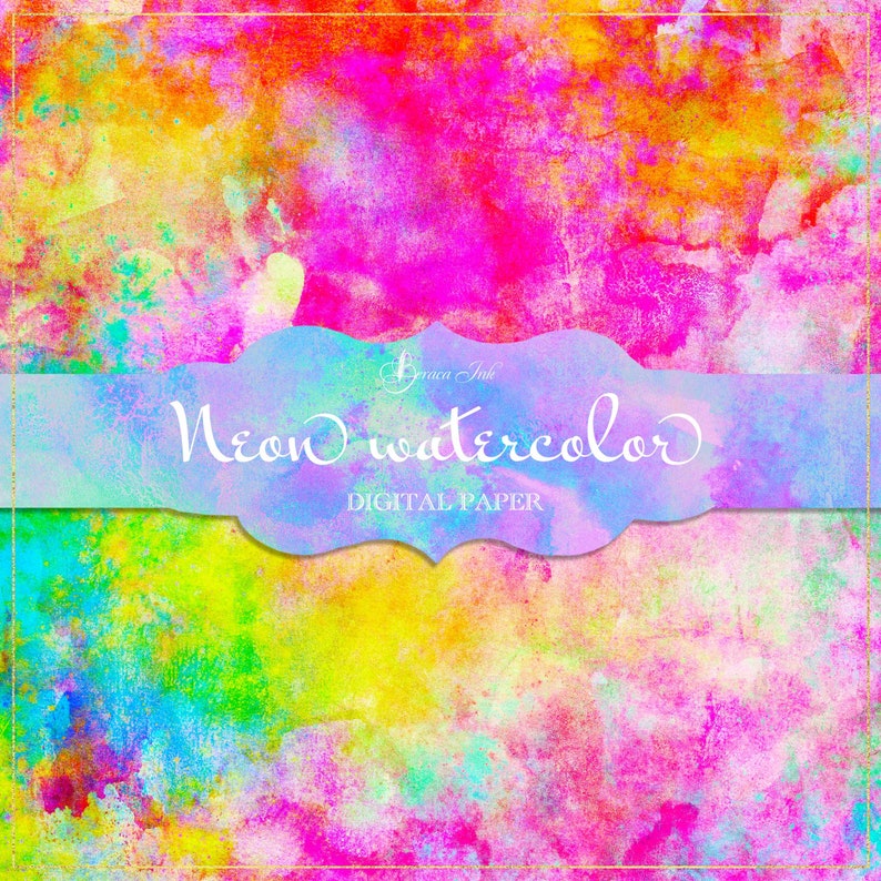 Neon Watercolor Digital Paper Neon Gradient Rainbow - Etsy