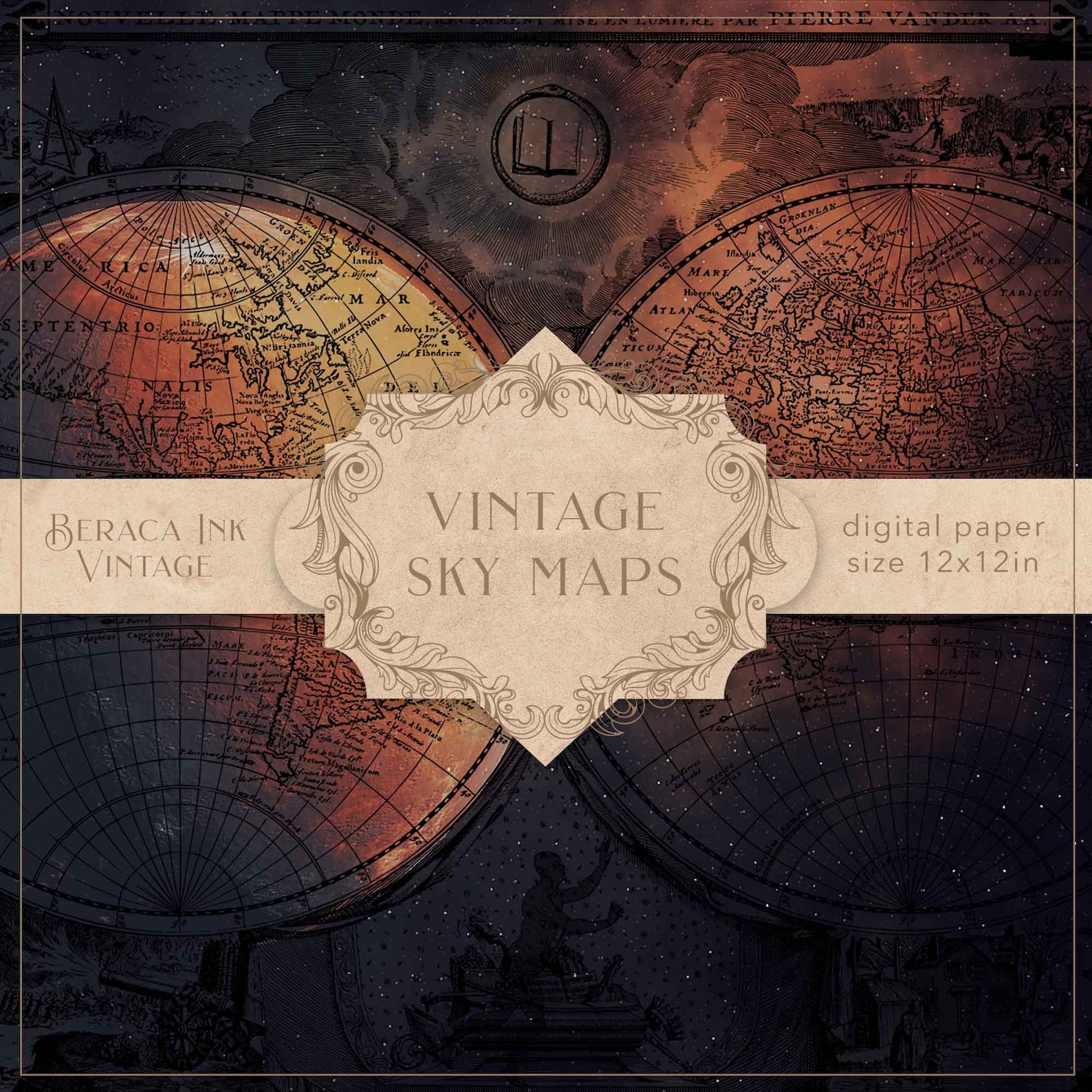 Vintage Sky Maps Digital Paper Antique Maps Junk Journal - Etsy