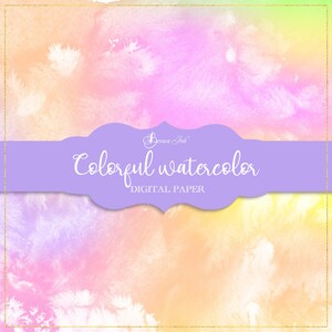 Colorful Watercolor Digital Paper, Rainbow Wallpaper, Gradient ...