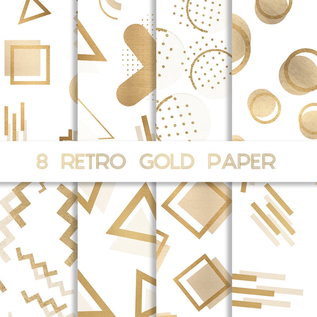 Retro Gold Digital Paper 8, Gold Paper, Glitter Paper, Confetti Paper ...