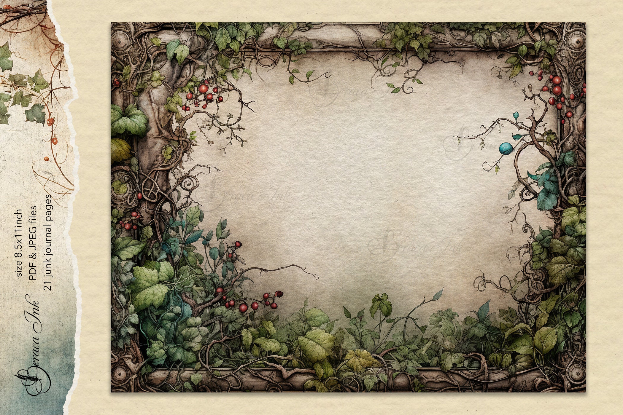 Vintage Vines Journal Pages, Printable Botanical Ephemera, Vintage ...