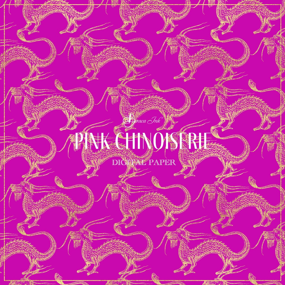 Pink Chinoiserie Digital Paper, Seamless Pattern, Asian Wallpaper ...