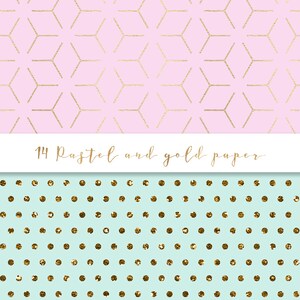 Pastel Pink and Gold Digital Paper, Gold Paper, Pastel Paper, Pastel ...