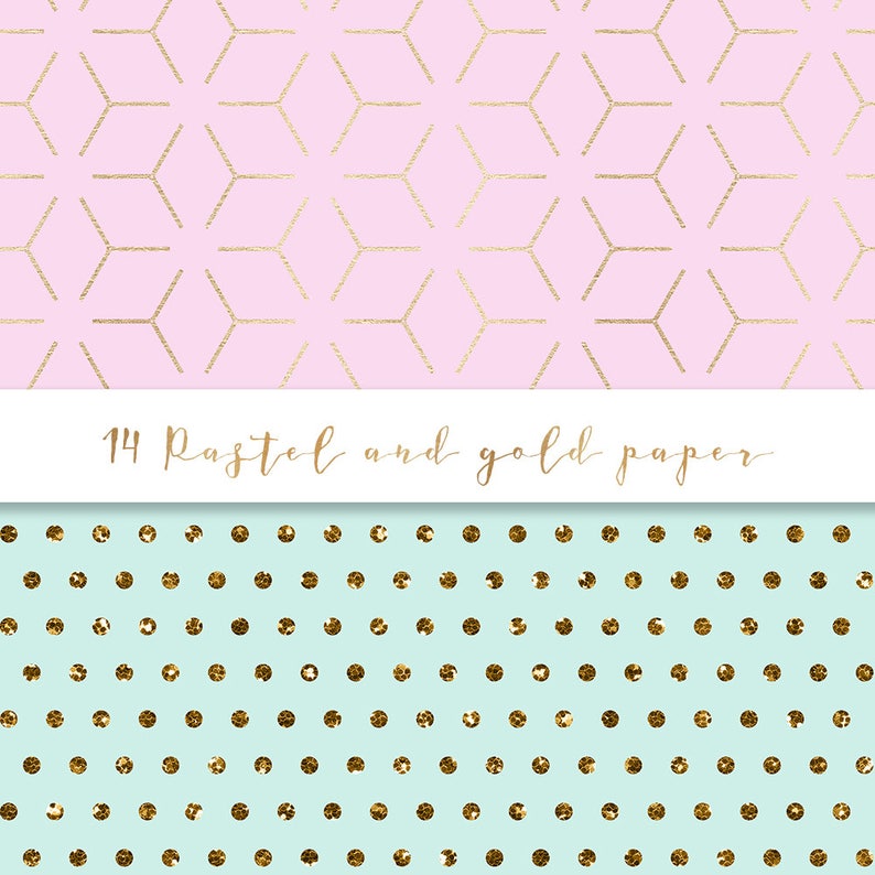 Papel digital rosa pastel y oro papel dorado papel pastel - Etsy España