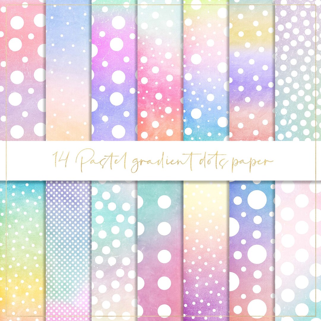 Pastel Gradient Dots Digital Paper, Polk Dots Pattern, Pastel ...