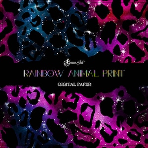 Rainbow Animal Print Digital Paper, Seamless Pattern, Leopard Spots ...