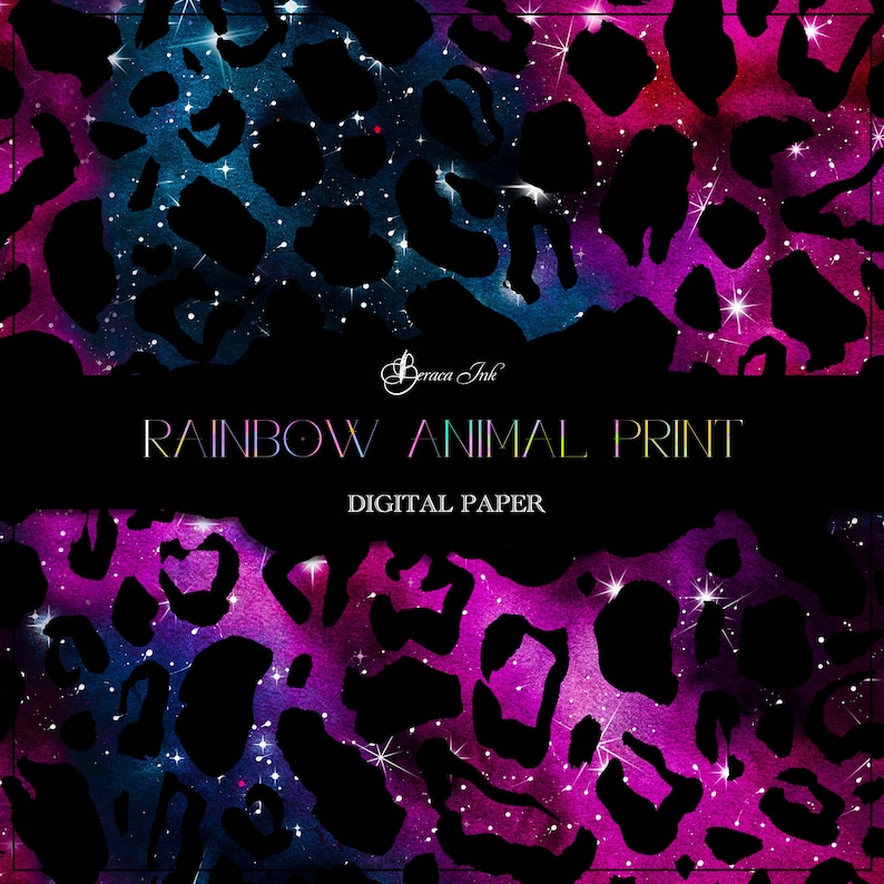 Rainbow Animal Print Digital Paper, Seamless Pattern, Leopard Spots ...