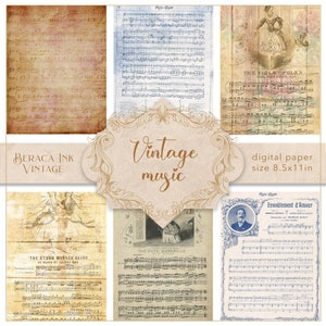Vintage Music Digital Paper, LETTER SIZE Scrapbook, Music Sheet ...