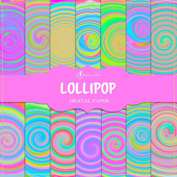 Lollipop Digital Paper Marble Pattern Swirl Background | Etsy