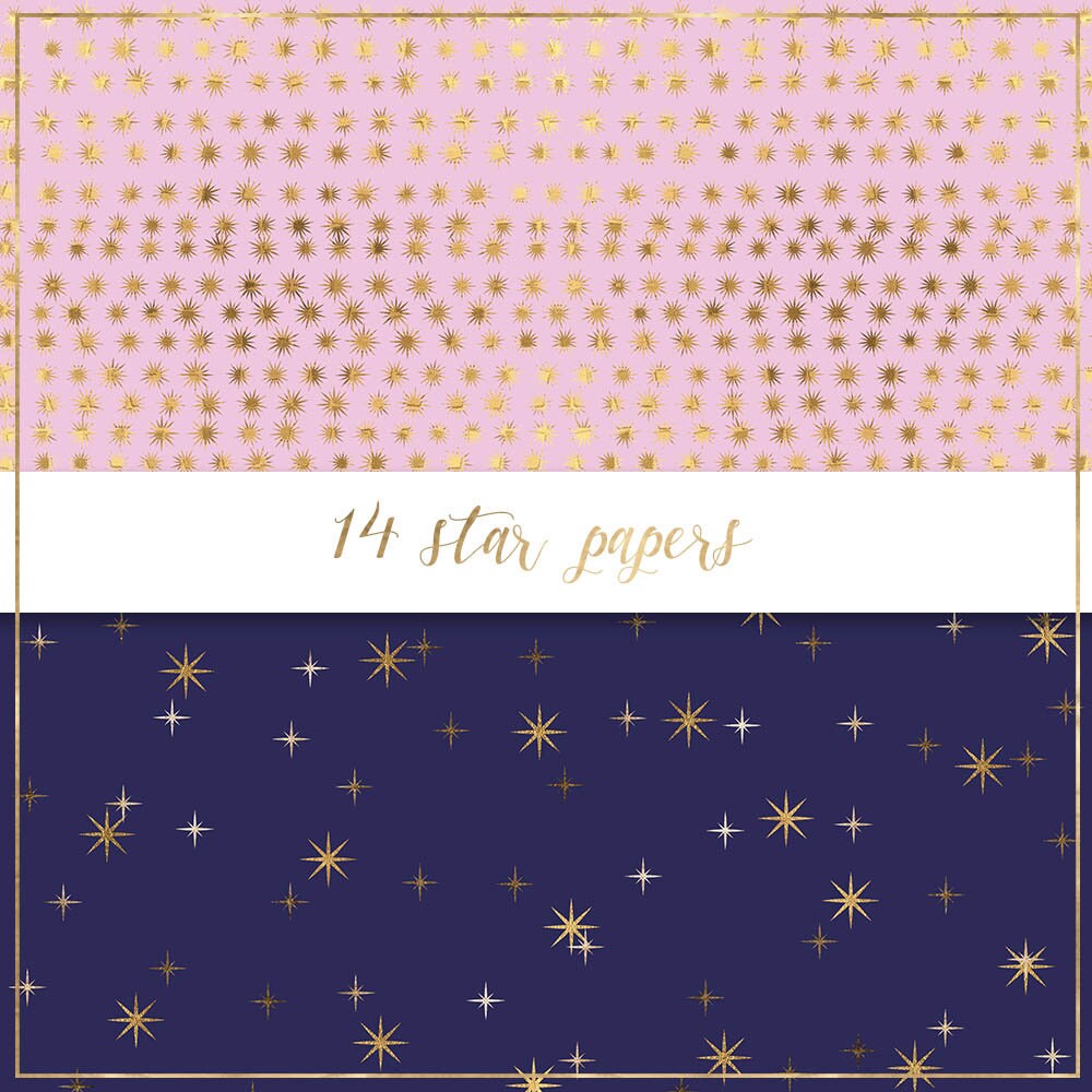 Gold Stars Digital Paper Gold Stars Paper Scrapbook Paper - Etsy