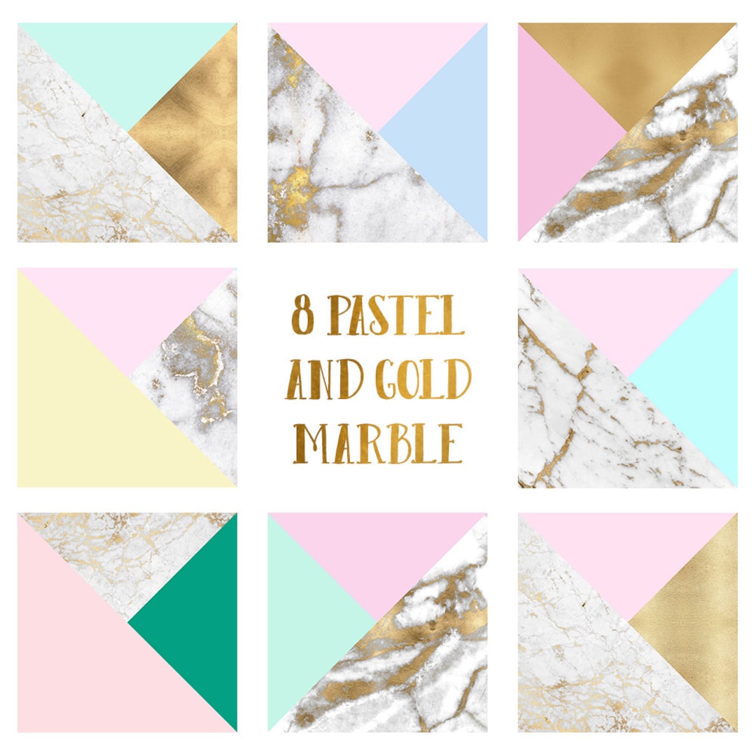 Pastel Gold Marble Digital Paper, Gold Marble Paper, Pastel Marble ...