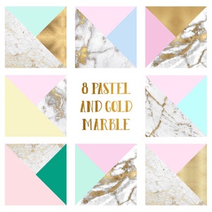 Pastel Gold Marble Digital Paper, Gold Marble Paper, Pastel Marble ...