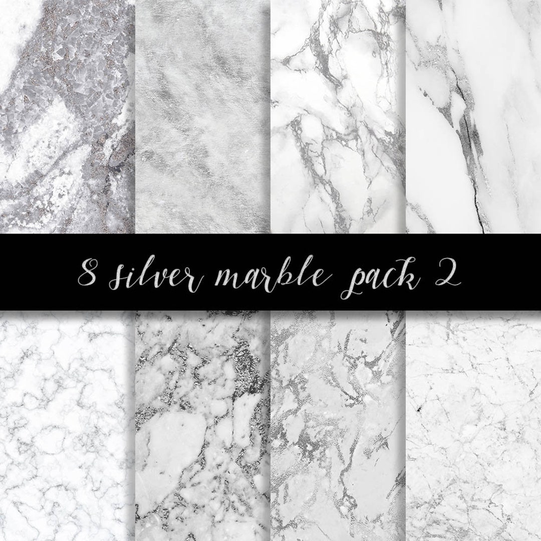 Silver White Marble Digital Paper, Silver Marble Paper, Silver Paper ...