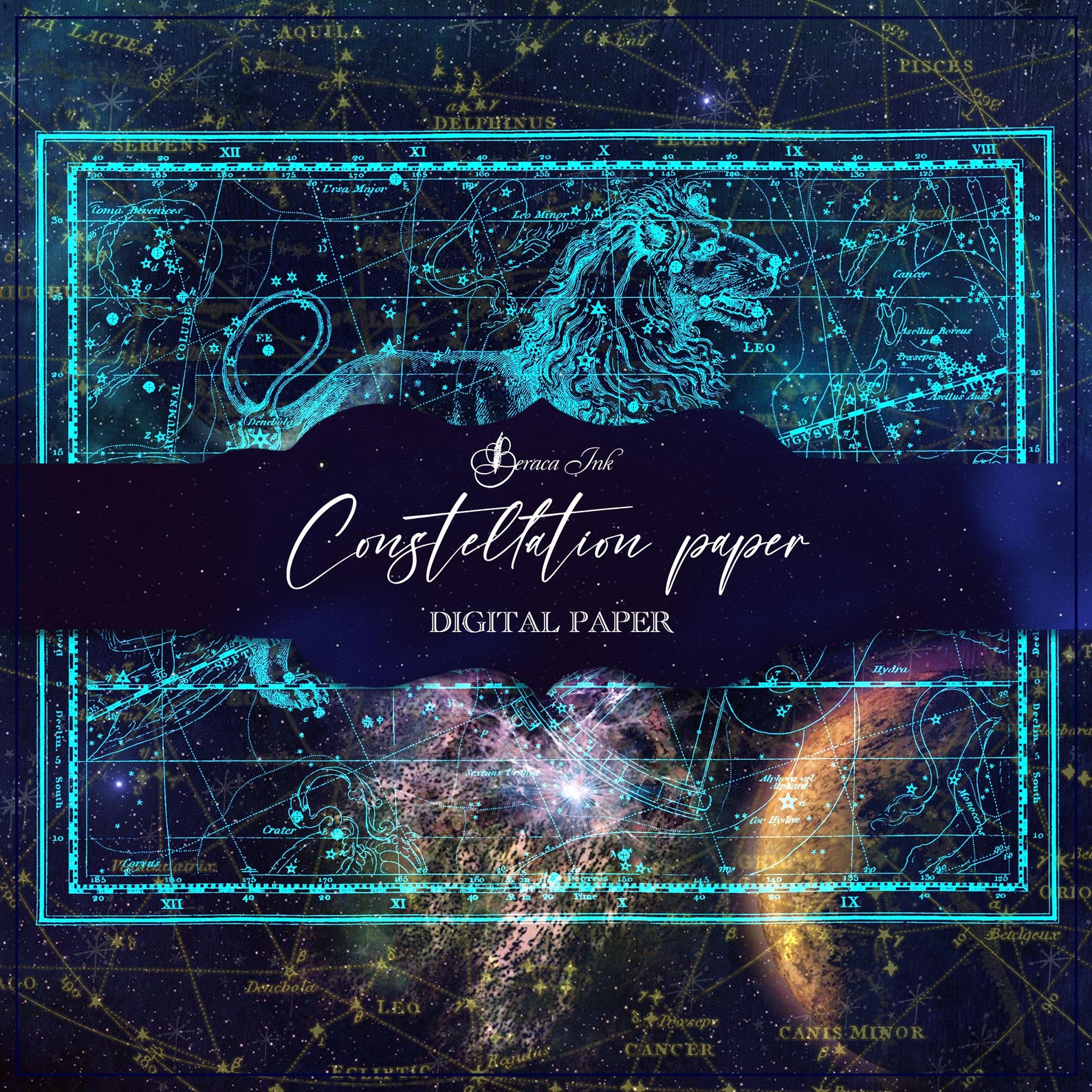 Constellation Digital Paper Galaxy Backdrop Star Map Paper - Etsy