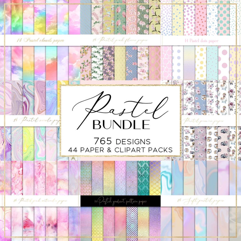 Pastel BUNDLE Digital Paper Pastel Flowers Pastel Paper - Etsy
