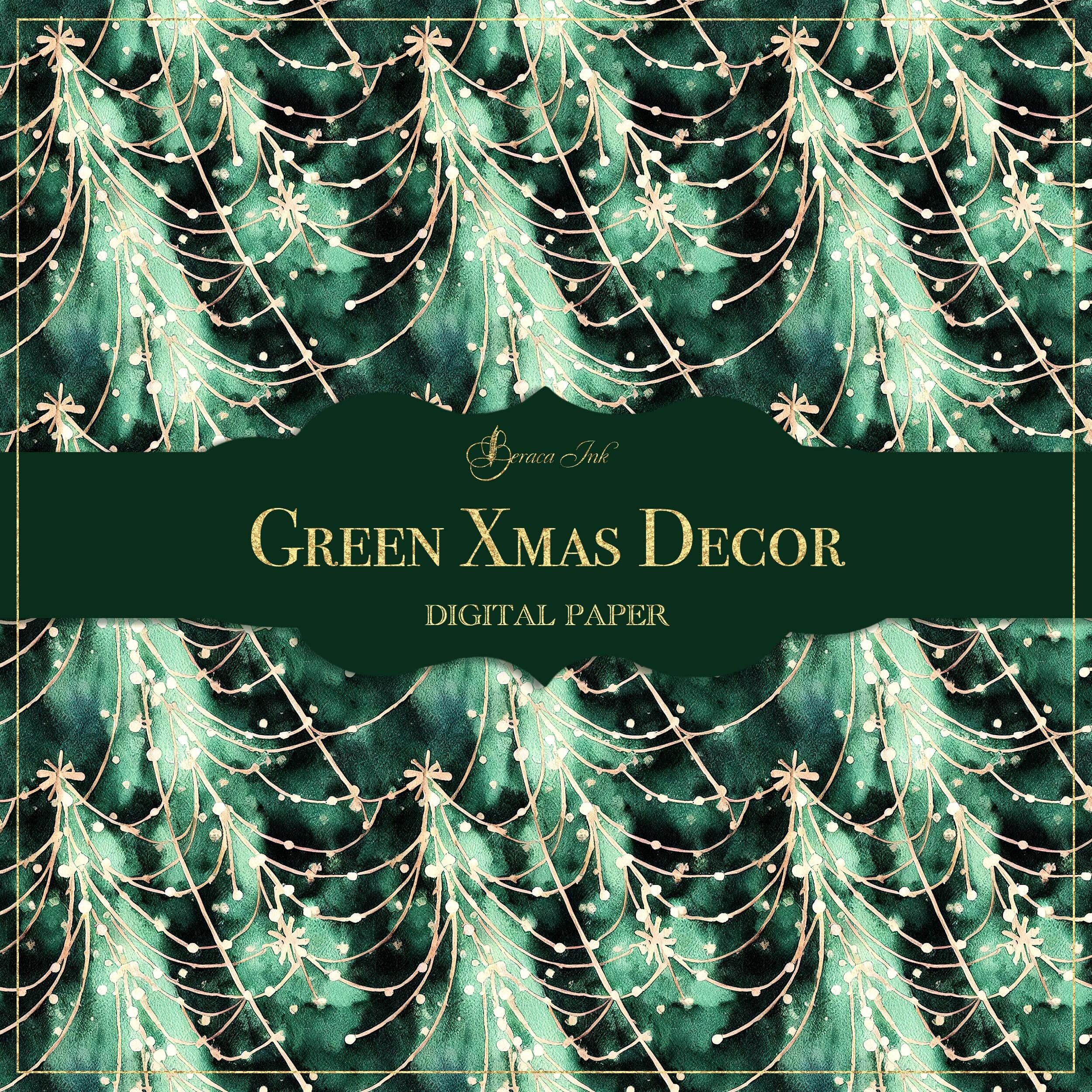 Green Xmas Decor Digital Paper Seamless Pattern Christmas - Etsy