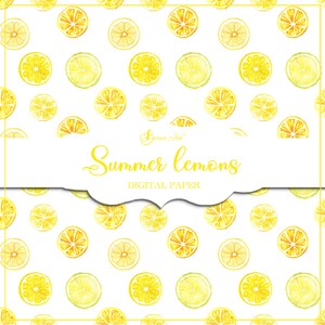Summer Lemons Digital Paper, Seamless Pattern, Citrus Paper, Lemonade ...